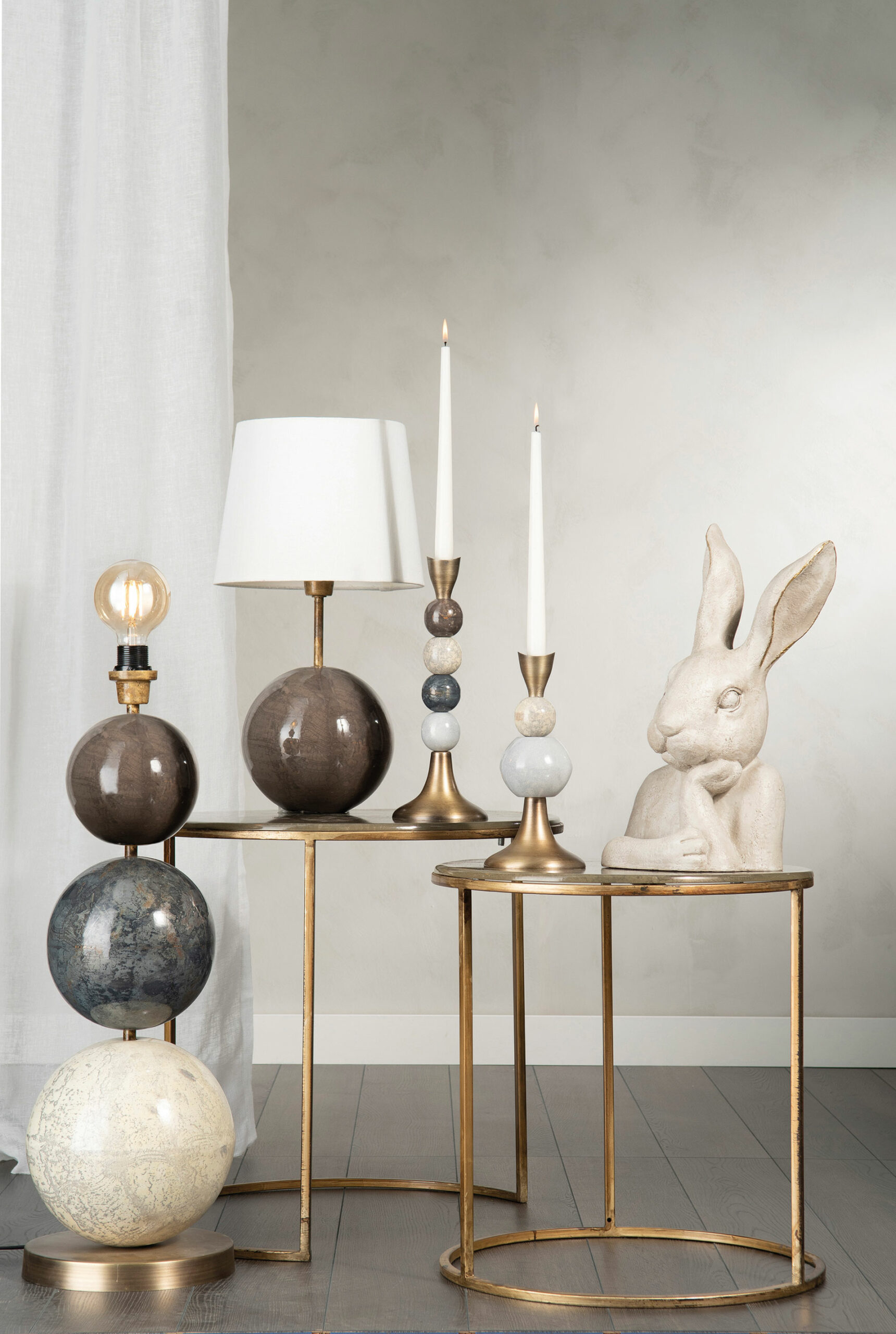 Lampfot Sten Klot Brun - Qreativ